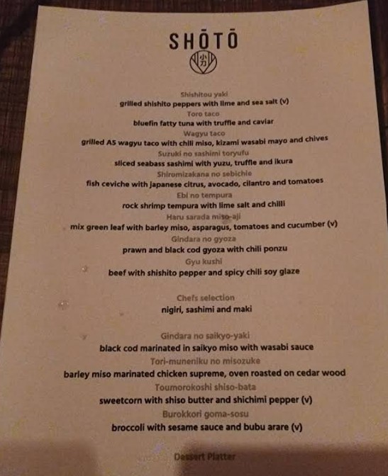 SHŌTŌ Washington DC Restaurant Menu – Sushi, Wagyu & Robata Grill